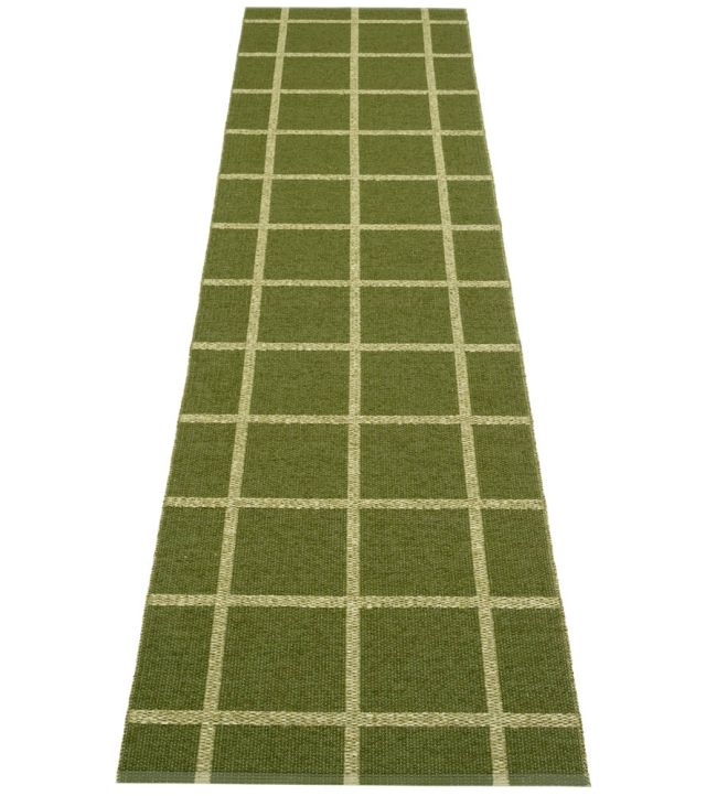 Ada Runner Rug in Dark Olive/Olive Metallic by Pappelina | Jane Clayton