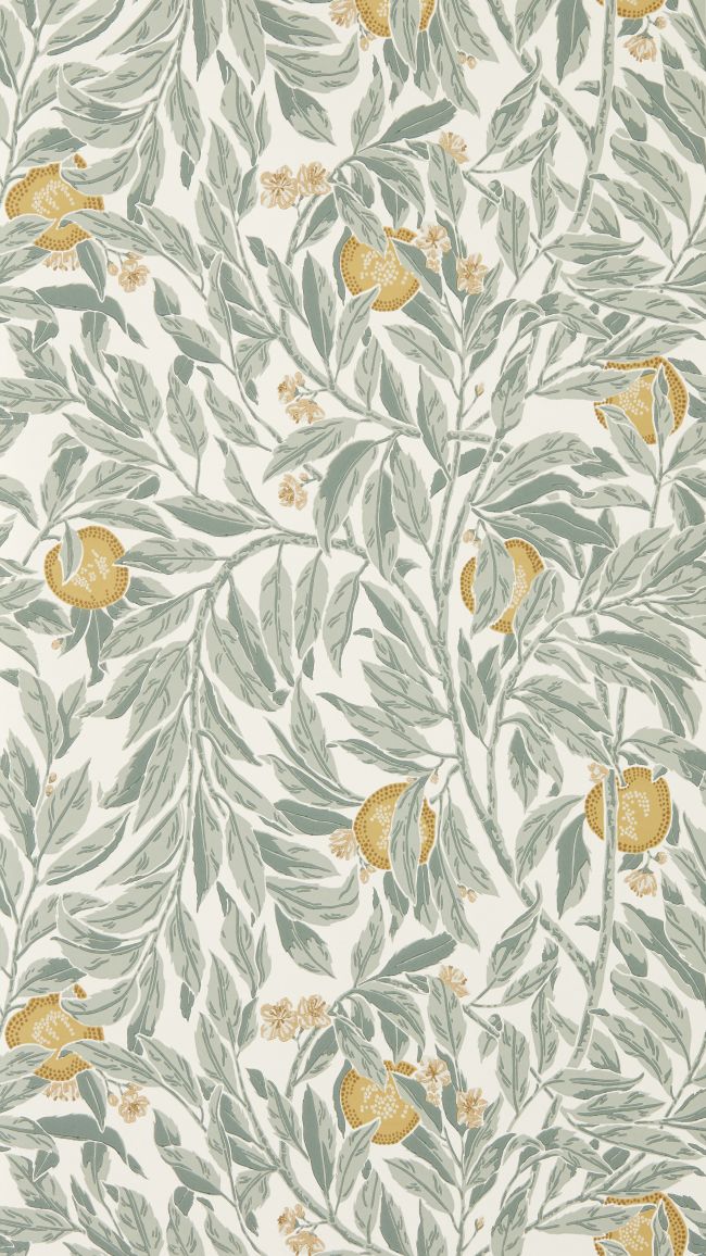 Ancient Apple Orchard Wallpaper in Golden Knot/Sage by Sanderson | Jane Clayton