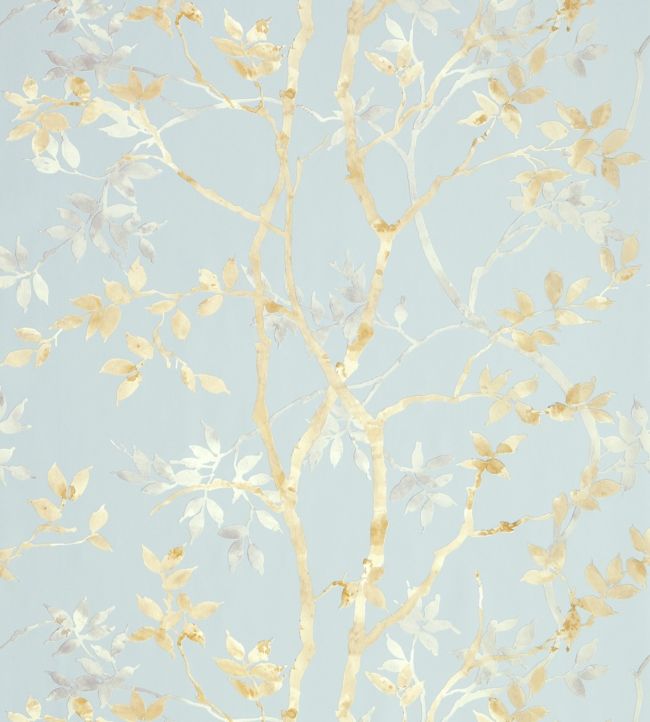 Tyndall Wallpaper by Anna French in Neutral on Blue | Jane Clayton