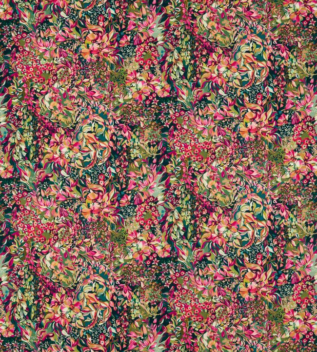 Aubrey Velvet Fabric in Forest/Raspberry by Studio G | Jane Clayton