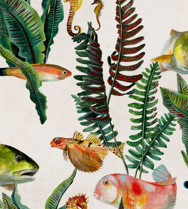 Bank of Fish Wallpaper in Swan by Coordonne | Jane Clayton