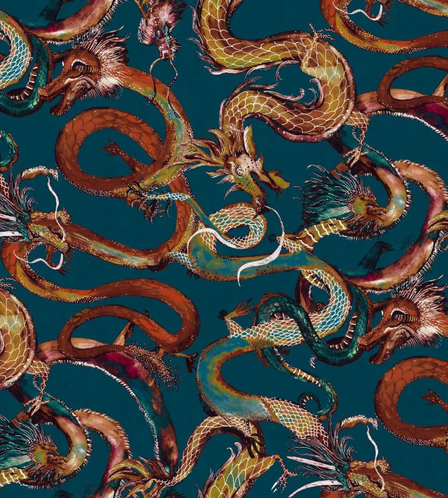 Basilisk Fabric in Aquamarine by Arley House | Jane Clayton