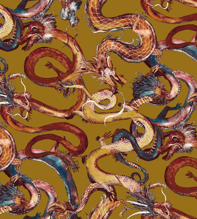Basilisk Fabric in Gold by Arley House | Jane Clayton