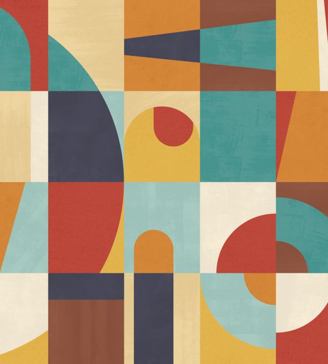 Blocky Wallpaper Mural in Cinnamon & Spice by Ohpopsi | Jane Clayton