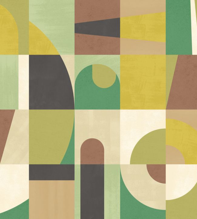 Blocky Wallpaper Mural in Earth & Mustard by Ohpopsi | Jane Clayton