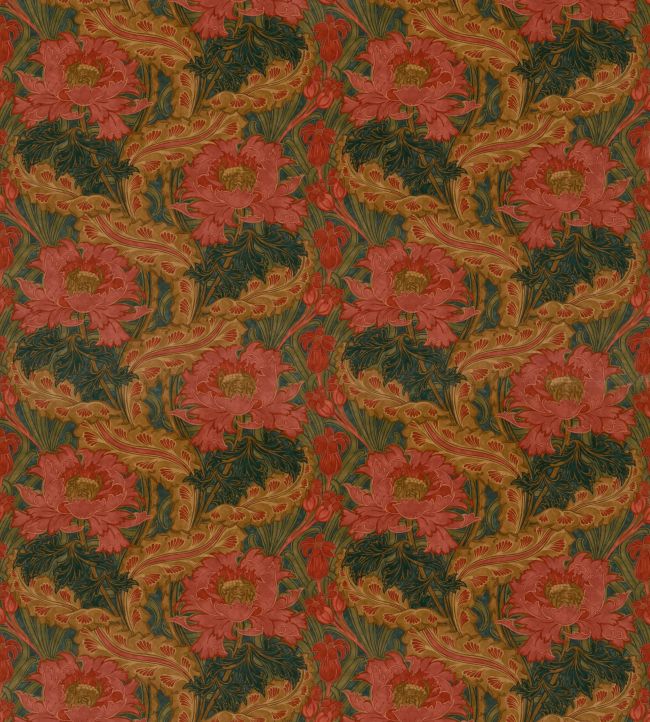 Brantwood Velvet Fabric in Rose/Green by GP & J Baker | Jane Clayton