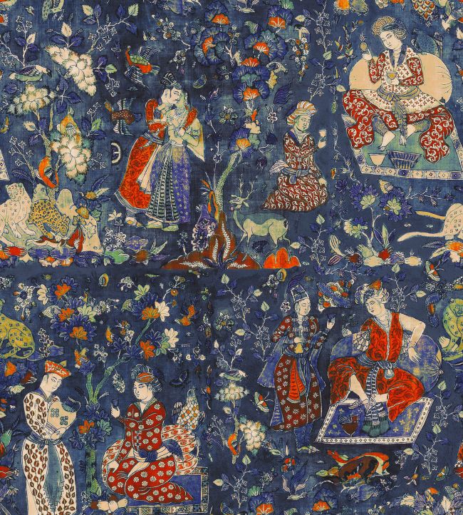 Carnival of Maghreb Wallpaper in Indigo/Red by MINDTHEGAP | Jane Clayton