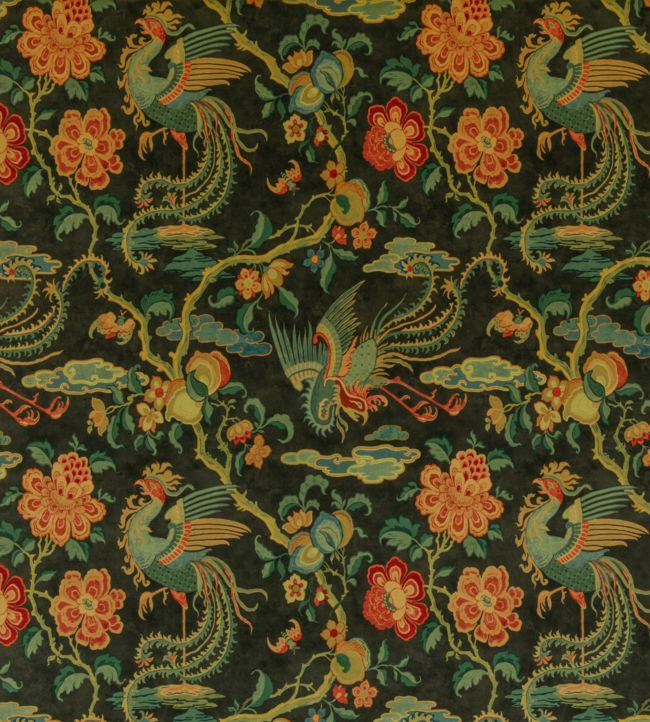 Chifu Velvet Fabric in Charcoal/Multi by GP & J Baker | Jane Clayton