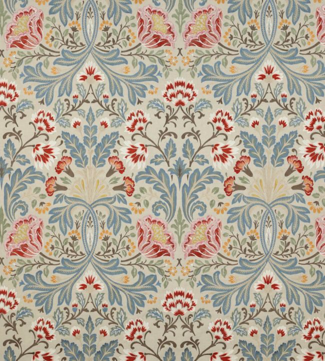 Acantha Fabric by Colefax And Fowler in Tomato / Blue | Jane Clayton
