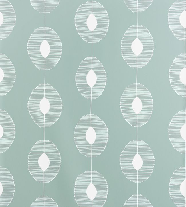 Dew Drops Wallpaper in Eucalyptus by MissPrint | Jane Clayton