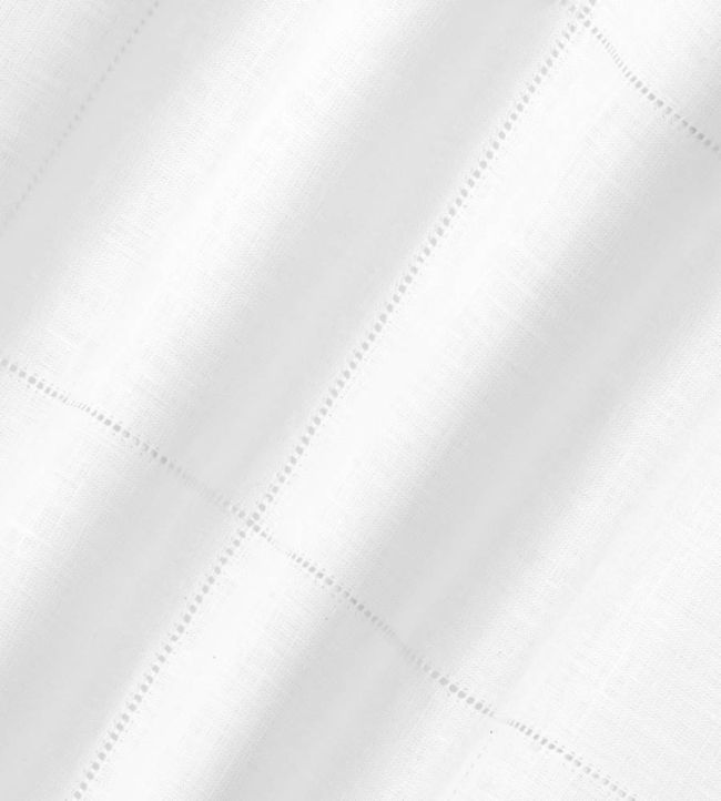 Drawn Thread Hemstitch Check Fabric in Ivory White by Volga Linen ...