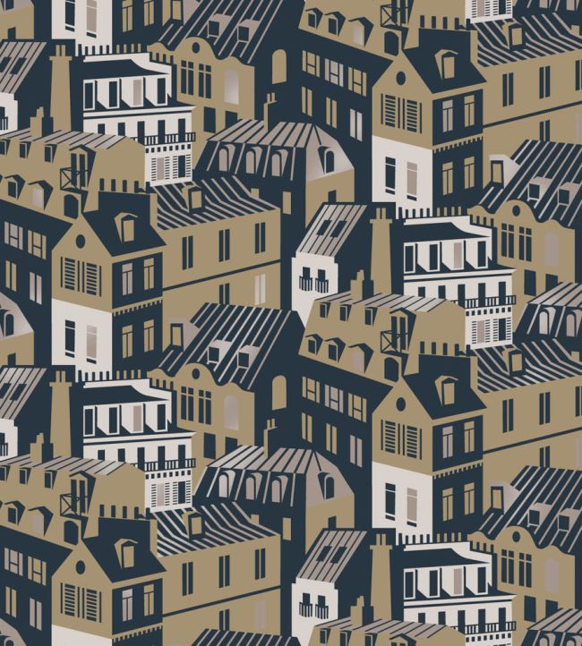 Emmas Apartment Wallpaper in Seagrass & Gold by Mini Moderns | Jane Clayton