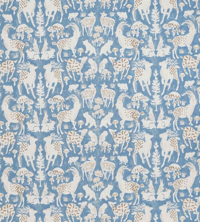Fauna and Fungi Fabric in Blue by Jim Thompson No.9 | Jane Clayton