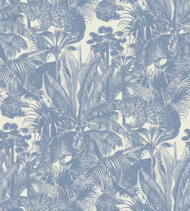 Faunacation Wallpaper in Bombay Blue by Divine Savages | Jane Clayton