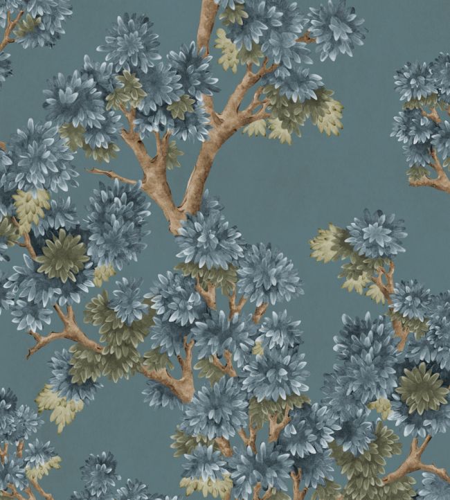 Field Maple Wallpaper in Sapphire by Coordonne | Jane Clayton