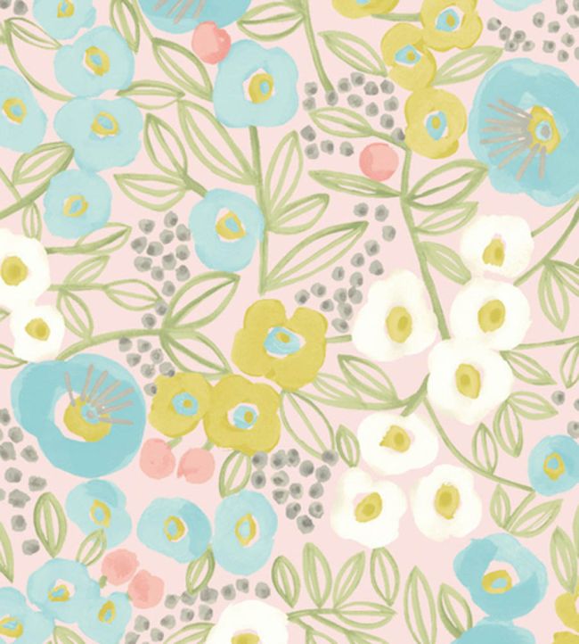 Flora Wallpaper in Blush & Lime by Ohpopsi | Jane Clayton