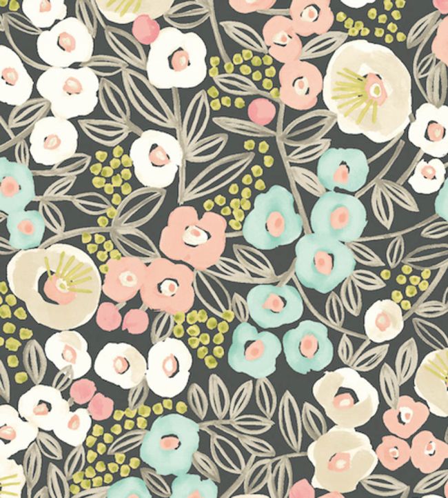 Flora Wallpaper in Midnight Blush by Ohpopsi | Jane Clayton