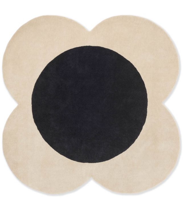 Flower Spot Round Rug in Ecru/Black by Orla Kiely | Jane Clayton