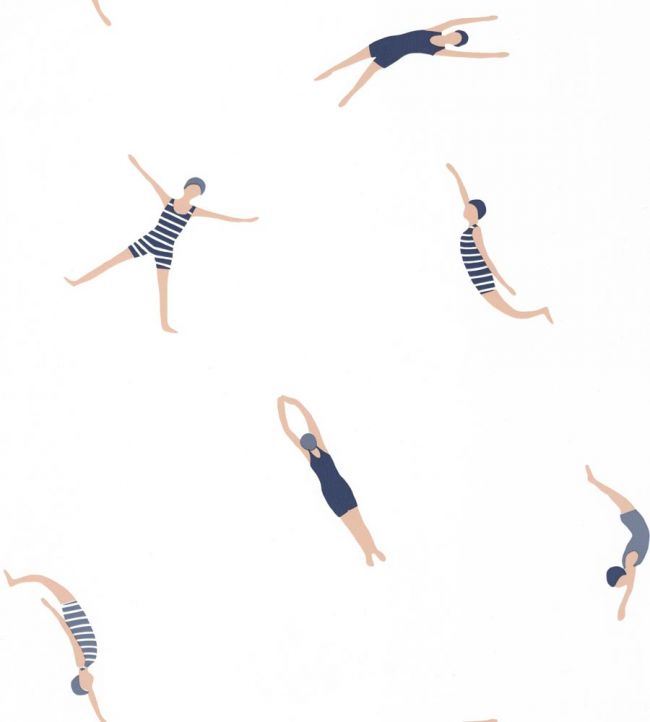 Funny Swim Wallpaper in Midnight Blue by Caselio | Jane Clayton