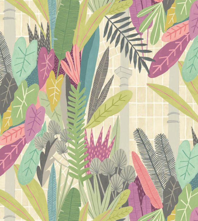 Glasshouse Wallpaper in Heather & Olive by Ohpopsi | Jane Clayton