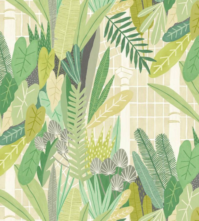 Glasshouse Wallpaper in Sage & Chartreuse by Ohpopsi | Jane Clayton