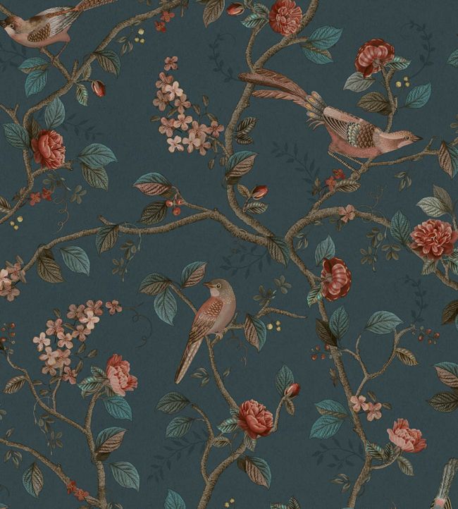 Good Nightingale Wallpaper in Dark Blue by Eijffinger | Jane Clayton