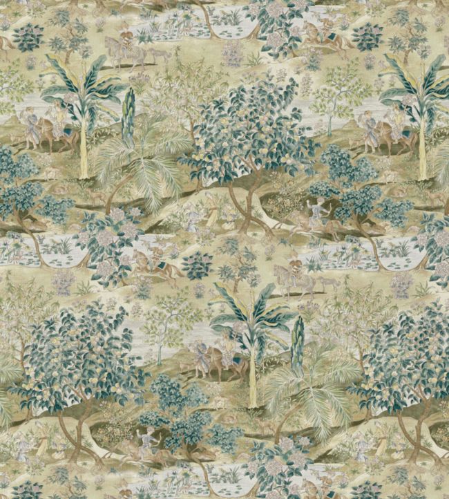 Ramayana Fabric by GP & J Baker in Green/Mole | Jane Clayton
