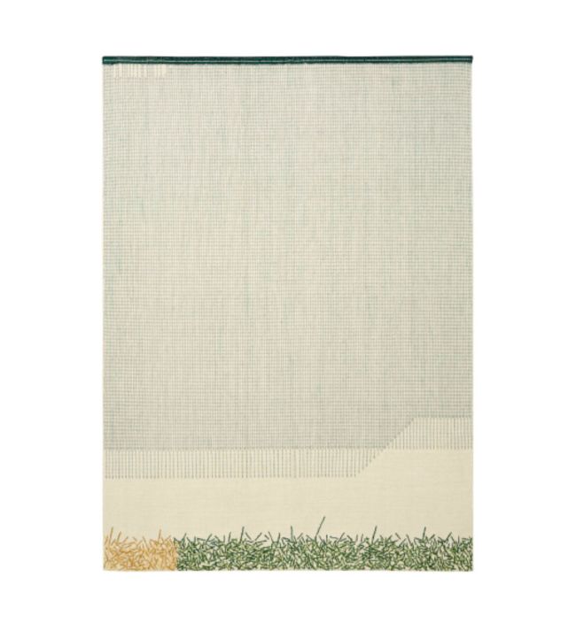 Backstitch Calm Rug in Green by GAN | Jane Clayton