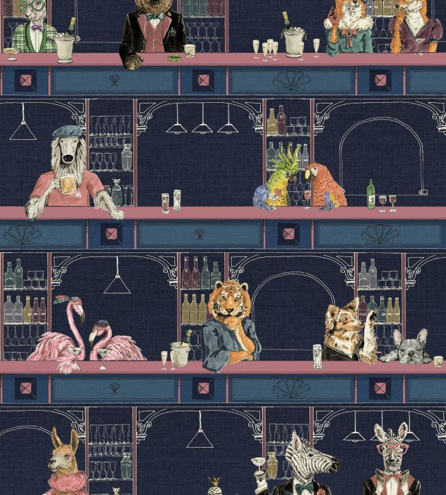 Happy Hour Wallpaper in Midnight Pink by Brand McKenzie | Jane Clayton