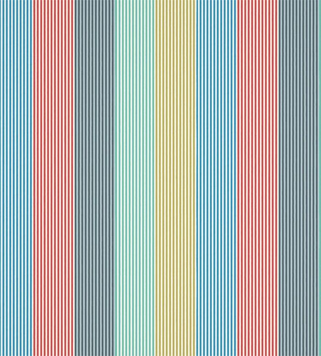Funfair Stripe Fabric in Ink/Aqua/Kiwi/Marine/Poppy by Harlequin | Jane ...