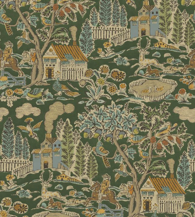 Home Park Wallpaper in Royal Green by GP & J Baker | Jane Clayton