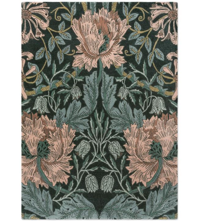 Honeysuckle & Tulip Rug in Teal by Morris & Co | Jane Clayton