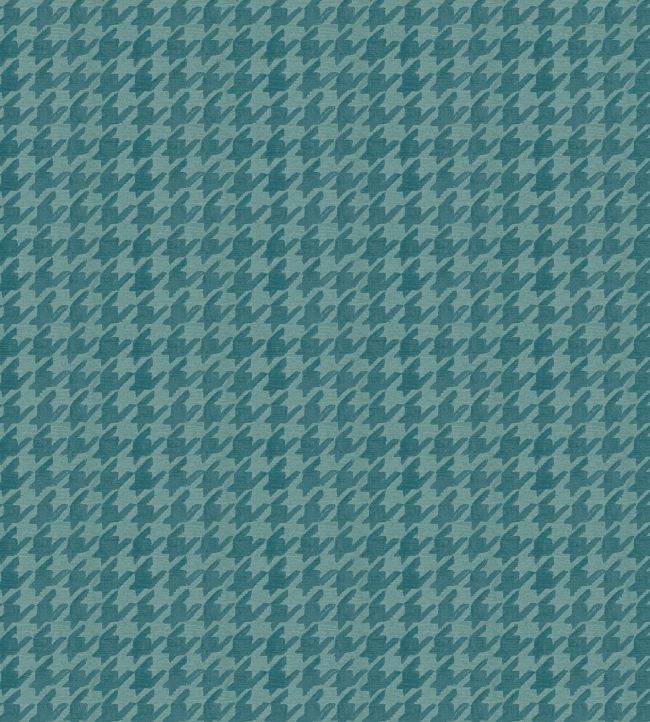 Hounds Tooth Fabric in Teal by Arley House | Jane Clayton