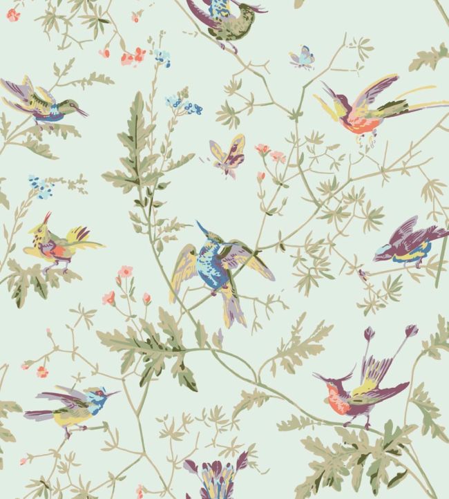 Hummingbirds Cotton Fabric in Duck Egg by Cole & Son | Jane Clayton