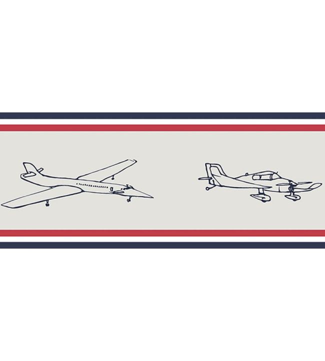 In Flight Border Wallpaper in Red/Navy by Today Interiors | Jane Clayton
