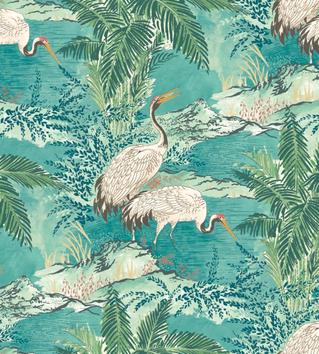 Kansho Wallpaper in Lagoon by Ohpopsi | Jane Clayton