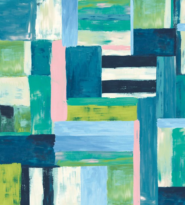 Kujenga Wallpaper Mural in Lapis by Ohpopsi | Jane Clayton