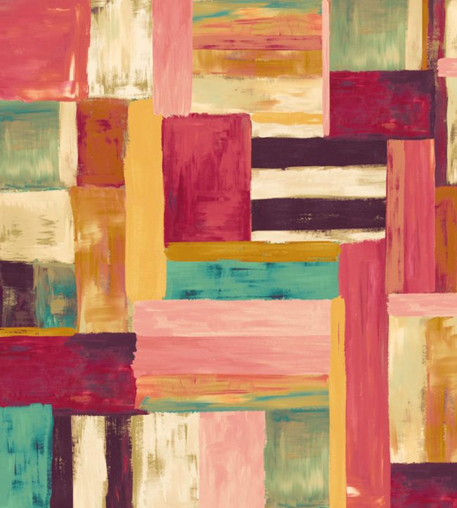 Kujenga Wallpaper Mural in Ruby by Ohpopsi | Jane Clayton