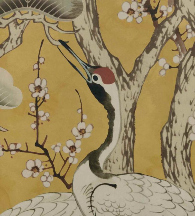 Kyoto Blossom Wallpaper mural in Golden Yellow by 1838 Wallcoverings ...
