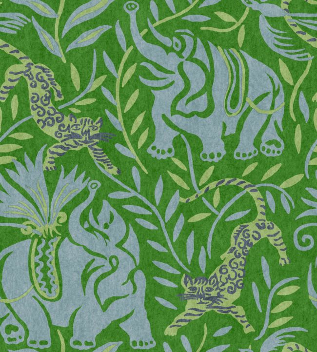 La Jungle Vinyl Wallpaper in Matcha by Christopher Farr Cloth | Jane ...