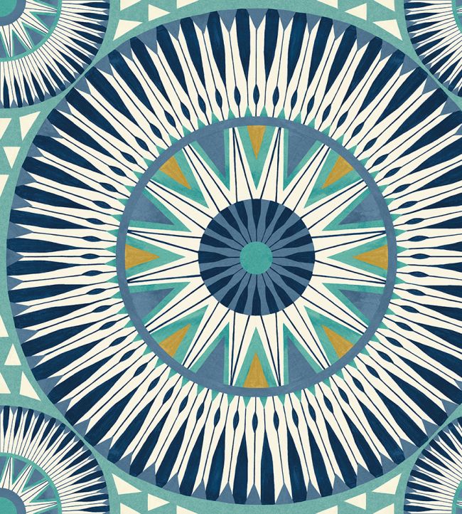 Large Ellipse Wallpaper in Denim & Flax by Ohpopsi | Jane Clayton