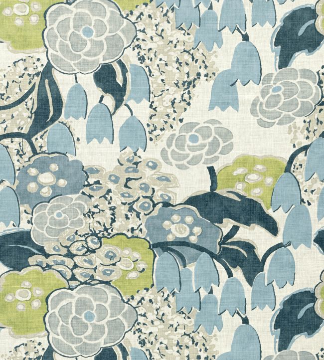 Laura Fabric in Citrus and Blue by Anna French | Jane Clayton
