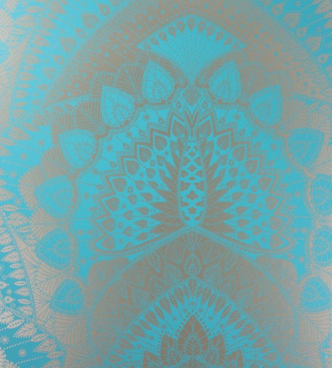Azari Wallpaper by Matthew Williamson in Turquoise/Gold | Jane Clayton