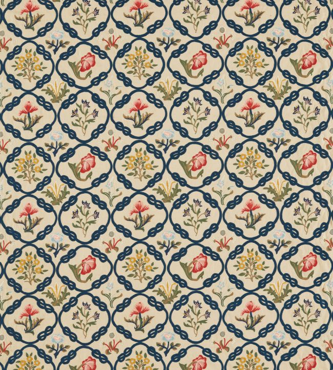 May's Coverlet Fabric in Indigo/Rose by Morris & Co | Jane Clayton