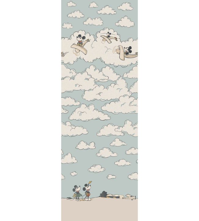Mickey In the Clouds Wallpaper mural in Sea Salt by Sanderson | Jane ...