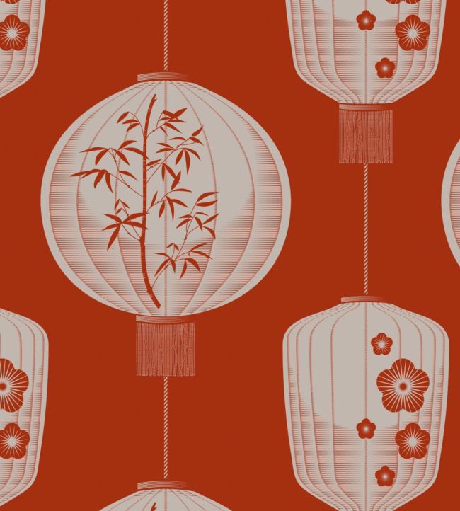 Lucky Lantern Wallpaper by Mini Moderns in Harvest Orange | Jane Clayton