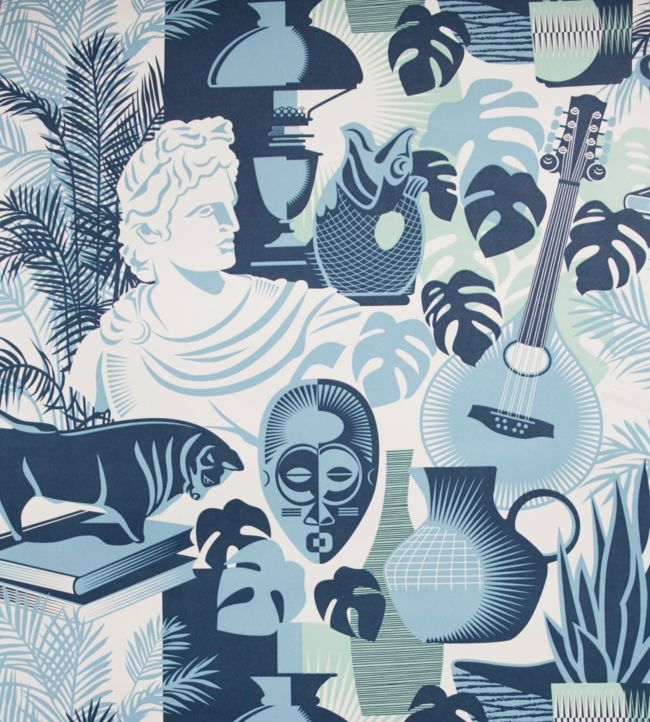 Art Room Wallpaper by Mini Moderns in Chalkhill Blue | Jane Clayton
