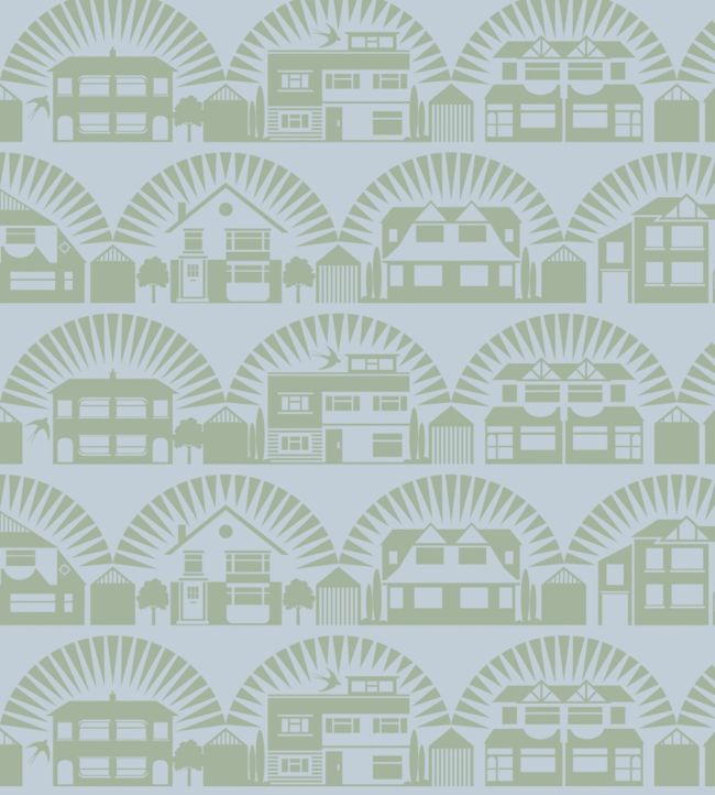 Metroland Wallpaper by Mini Moderns in British Lichen | Jane Clayton