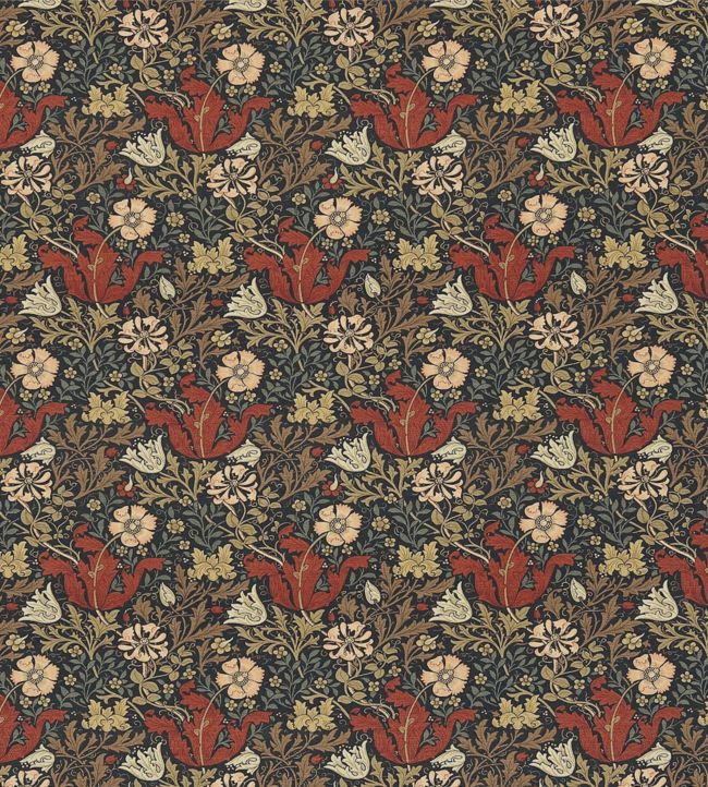 Compton Fabric in Faded Terracotta/Multi by Morris & Co | Jane Clayton