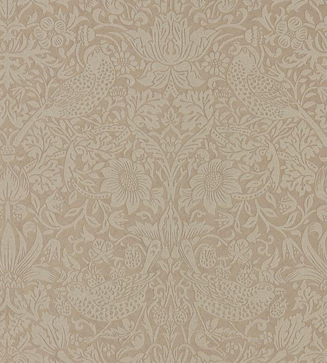 Pure Strawberry Thief Wallpaper in Taupe/Gilver by Morris & Co | Jane ...